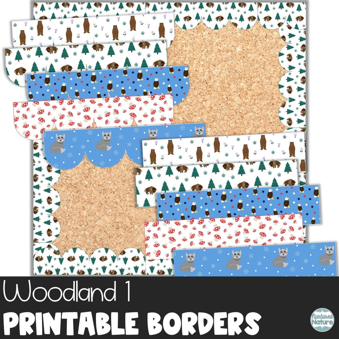 Printable Bulletin Board Border, Woodland Theme Classroom Decor, Bison ...