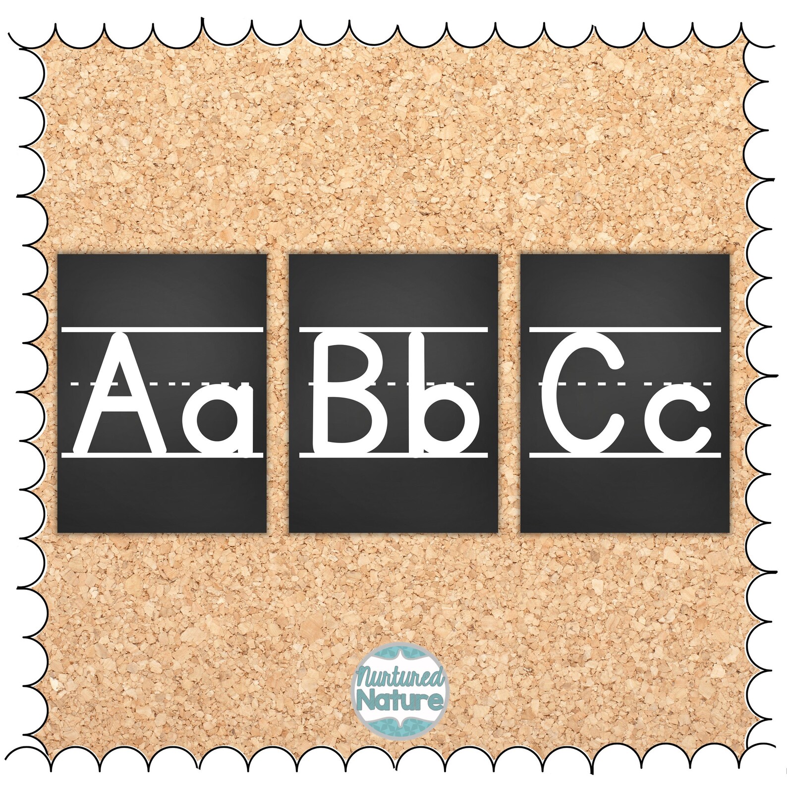 Lined Chalkboard Alphabet ABC Poster Set Printable Farmhouse - Etsy