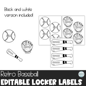 Editable Name Tags for School, Retro Baseball, Cubby Tags, Editable ...