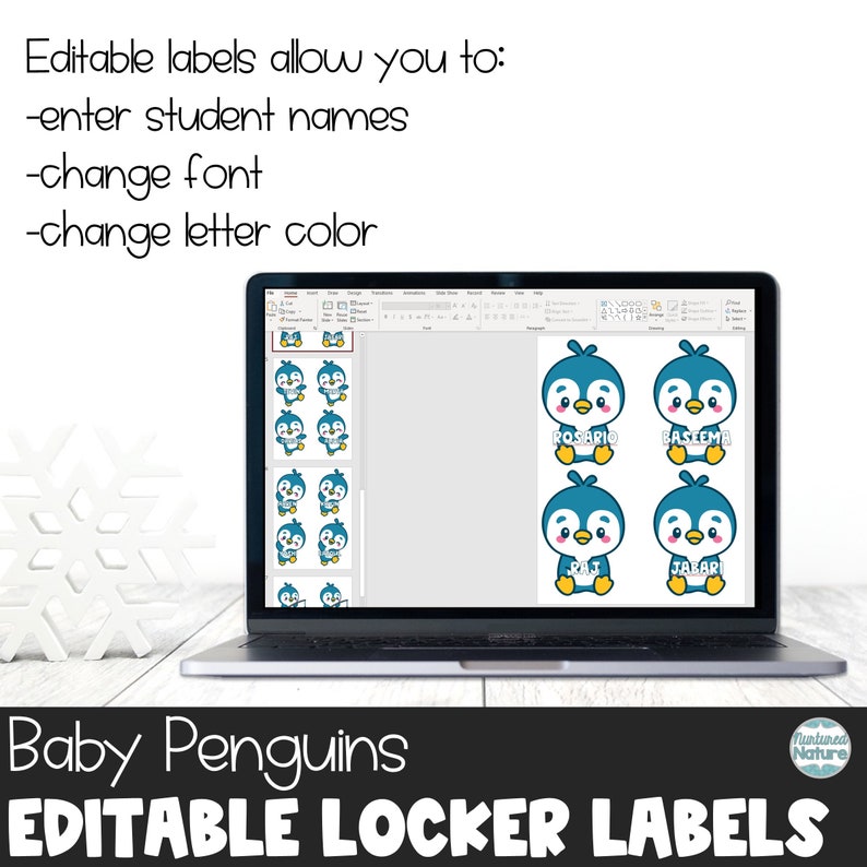 Cubby Labels, Baby Penguin, Locker Label Set, Editable Locker Labels ...
