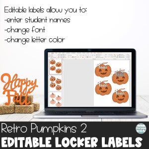 Editable Name Tags for School, Retro Fall Vibes, Pumpkin Name Tags ...