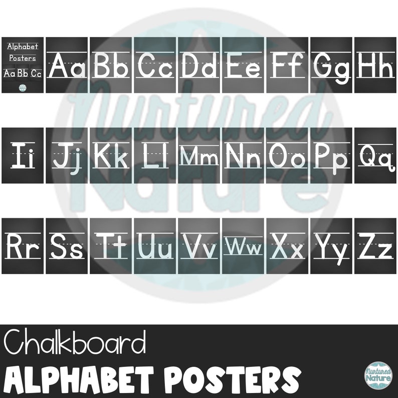 Lined Chalkboard Alphabet ABC Poster Set Printable Farmhouse - Etsy