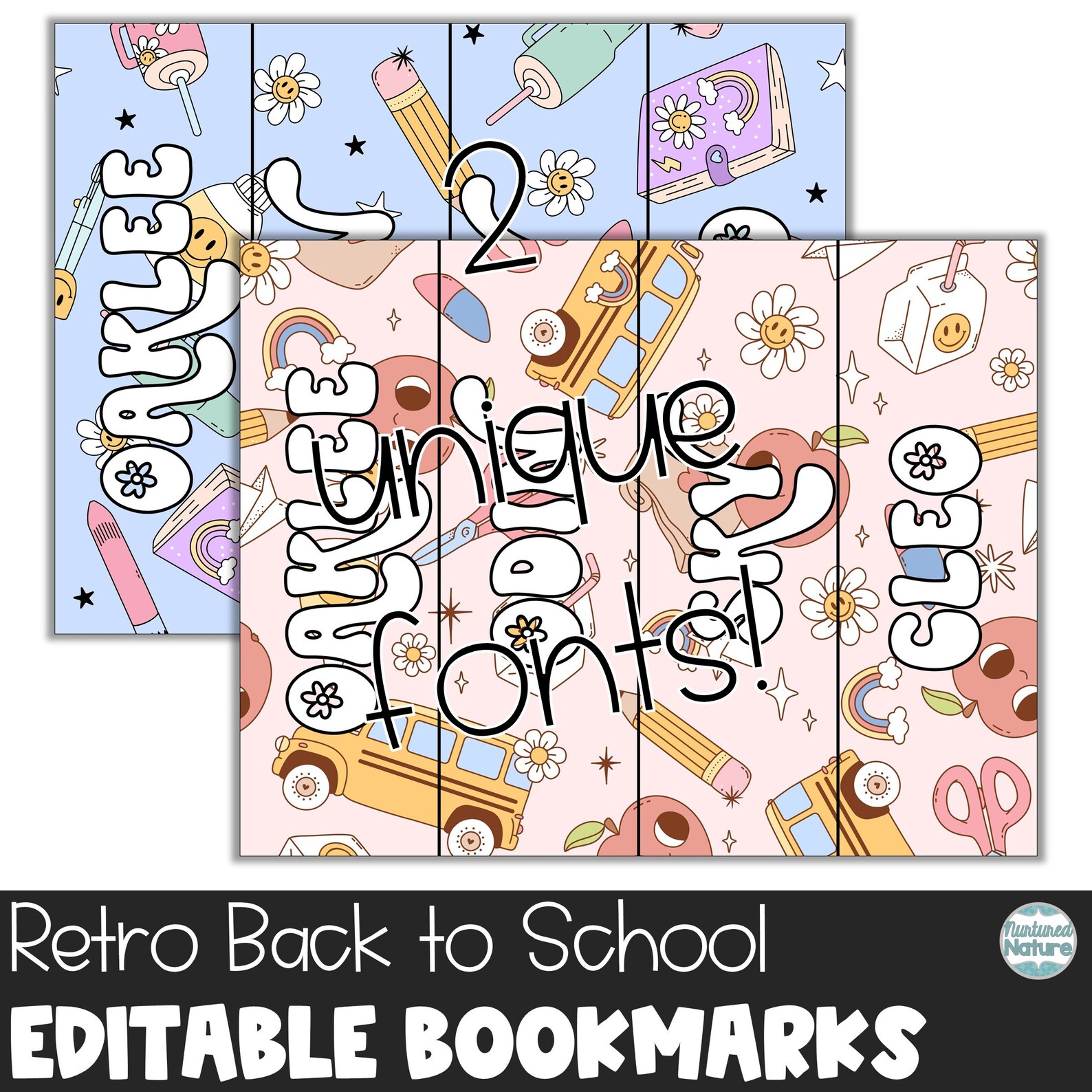 Editable Name Bookmarks, Back to School Gift for Students, Retro ...