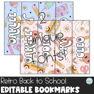 Editable Name Bookmarks, Back to School Gift for Students, Retro ...