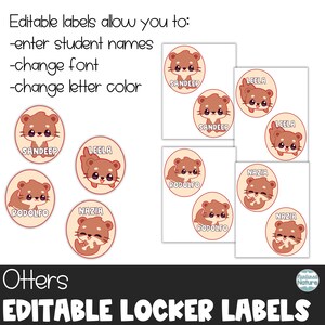 Cubby Tags, Otter Theme, Locker Label Set, Editable Locker Labels ...
