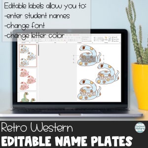 Retro Western Nametags for School, Name Plate for Desk, Western Theme ...