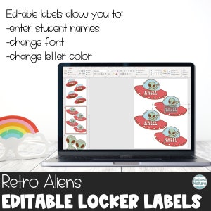 Editable Name Tags for School, Retro Alien, Cubby Tags, Space Theme ...