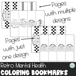 Retro Mental Health Bookmark, Coloring Bookmarks, Feelings Printable ...