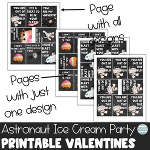 Astronaut Valentines Cards, Astronaut Ice Cream Party Favor Tag ...