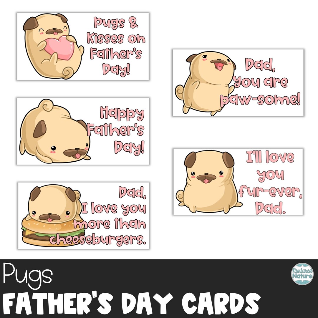 Pug Fathers Day Cards Printable Gift Tags for Dads - Etsy Australia