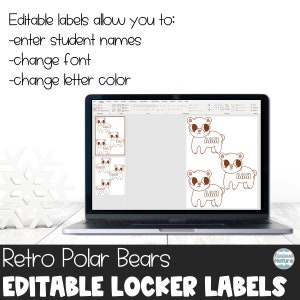 Editable Name Tags for School, Polar Bear Printable, Retro Winter ...