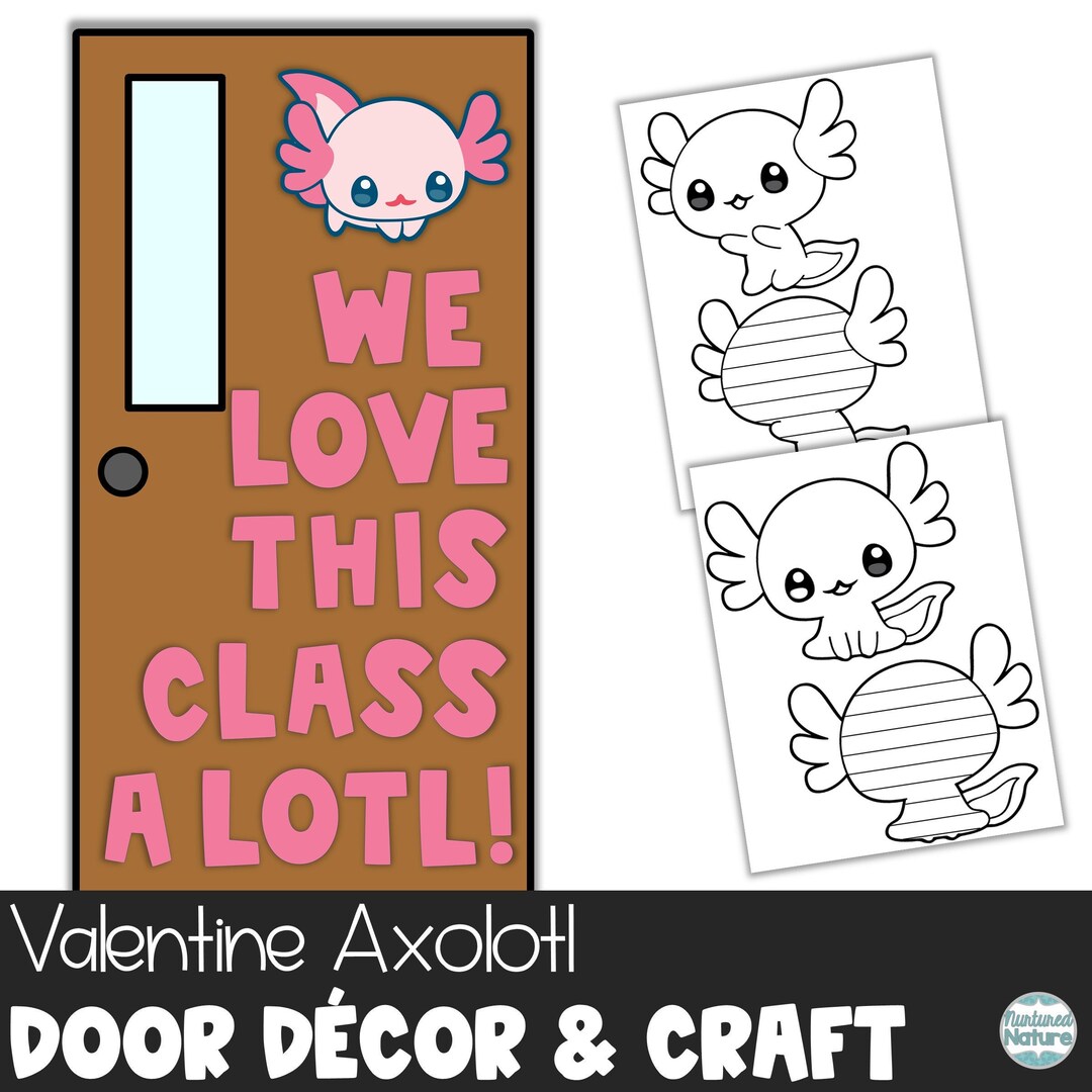 Valentine’s Day Decor Printable, Axolotl Decor, Party Decorations, Door ...