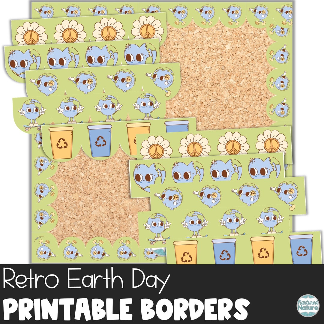 Retro Earth Day Bulletin Board Border, Retro Spring Bulletin Board ...