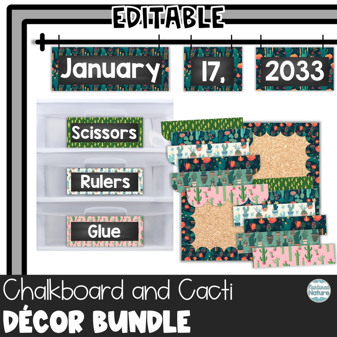 Cactus Classroom Decor Bundle, Farmhouse Decor, 2025 Flip Calendar ...