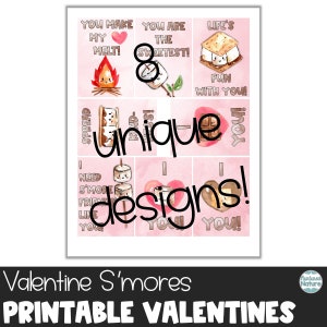Smores Valentine Cards, Printable Smores Party Favor Tag, Smores Party ...