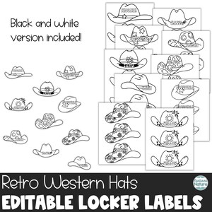 Editable Name Tags for School, Retro Western Print Cowgirl Decor ...