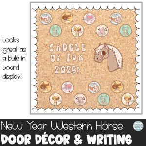 Retro Western Bulletin Board Kit, New Year Door Decorations, 2025 ...