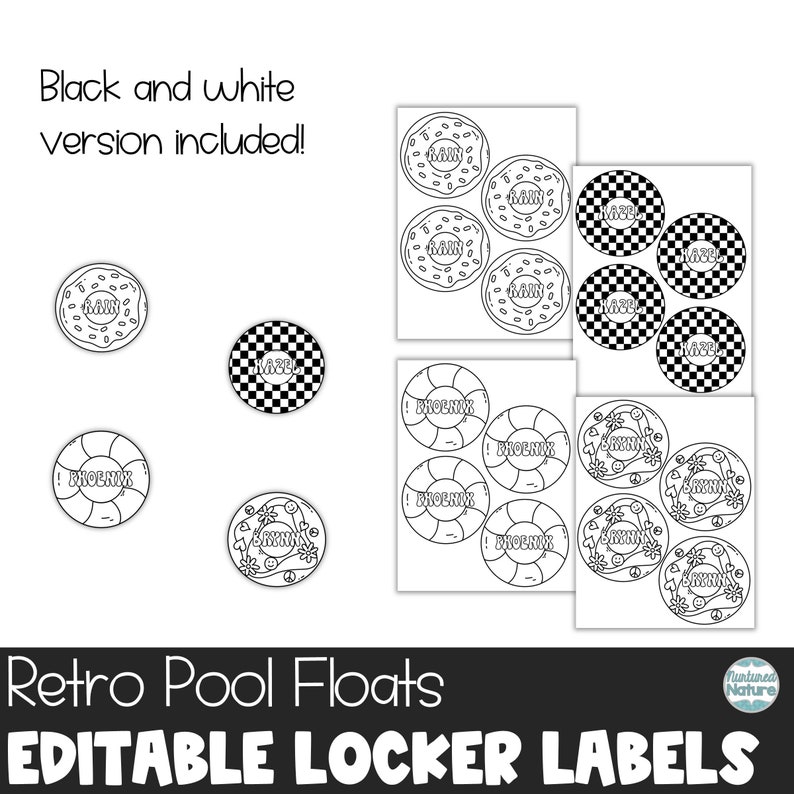 Editable Name Tags for School, Retro Summer, Cubby Tags, Editable ...