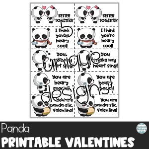 Panda Valentines Panda Valentines Day Cards Valentines Day - Etsy