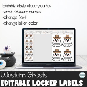 Editable Name Tags for School, Cowboy Ghost, Halloween Name Tags ...