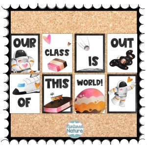 Valentine’s Day Bulletin Board, Printable Poster Set, Astronaut Decor ...