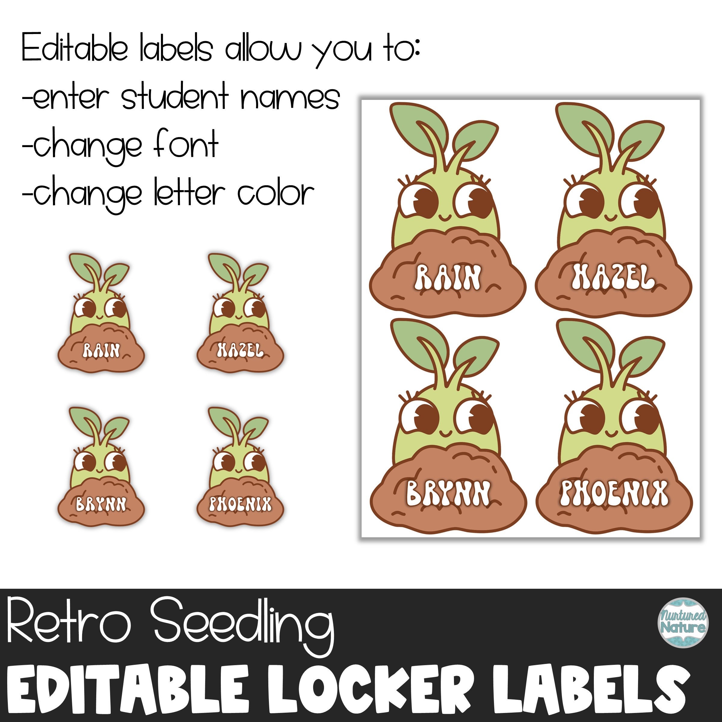 Retro Spring Classroom Decor, Cubby Tags, Editable Name Tags, Locker ...