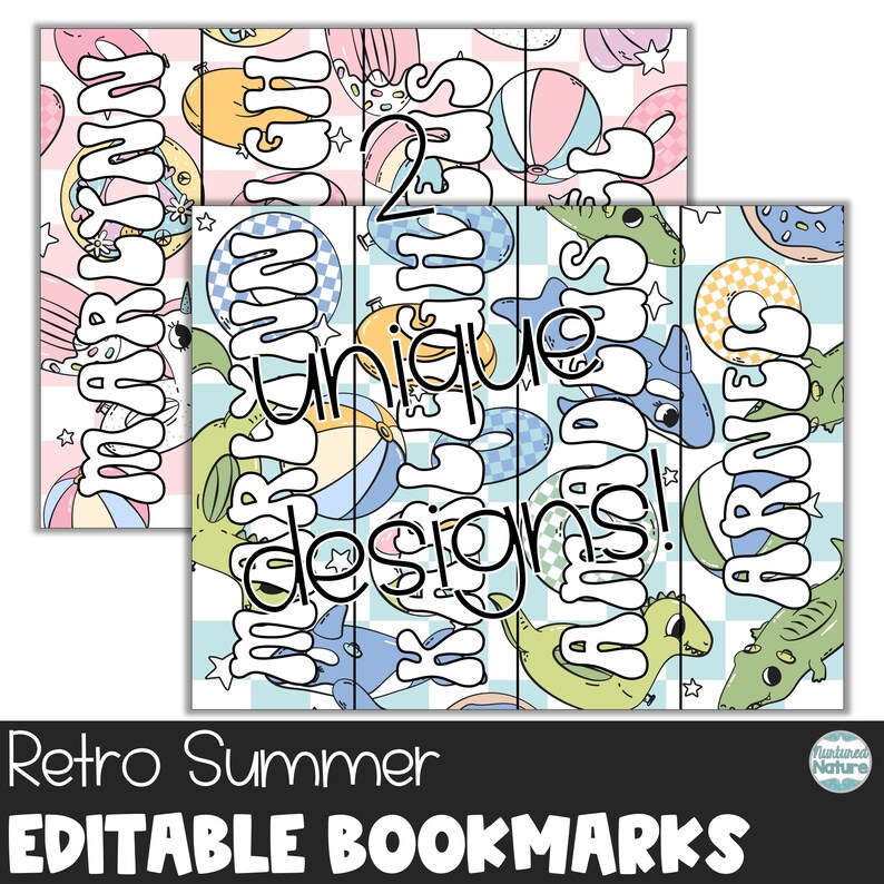 Editable Name Bookmarks Summer Bookmark Printable for Kids - Etsy
