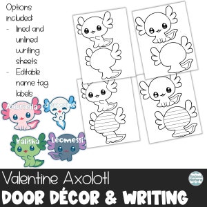 Valentine’s Day Decor Printable, Axolotl Decor, Party Decorations, Door ...