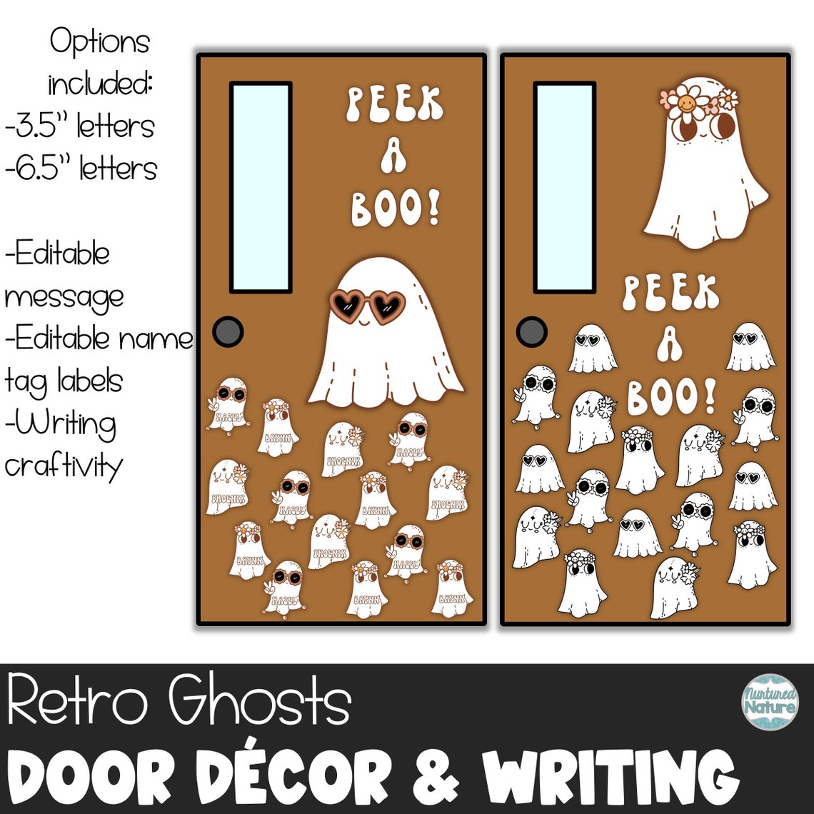 Halloween Classroom Door Decor, Halloween Bulletin Board Kit, Retro ...
