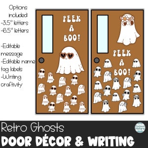 Halloween Classroom Door Decor, Halloween Bulletin Board Kit, Retro ...