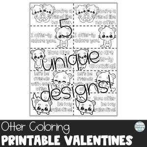Otter Valentine’s Day Printable Cards for Kids, Printable Valentines ...