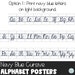Cursive Alphabet Posters for Classroom, Navy Blue Decorations ...
