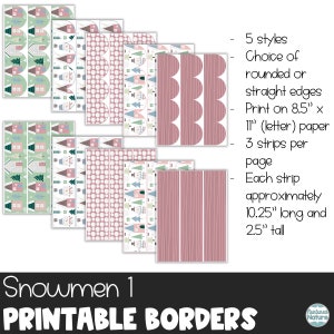 Winter Bulletin Board Border, Snowman Printable File, January Bulletin ...