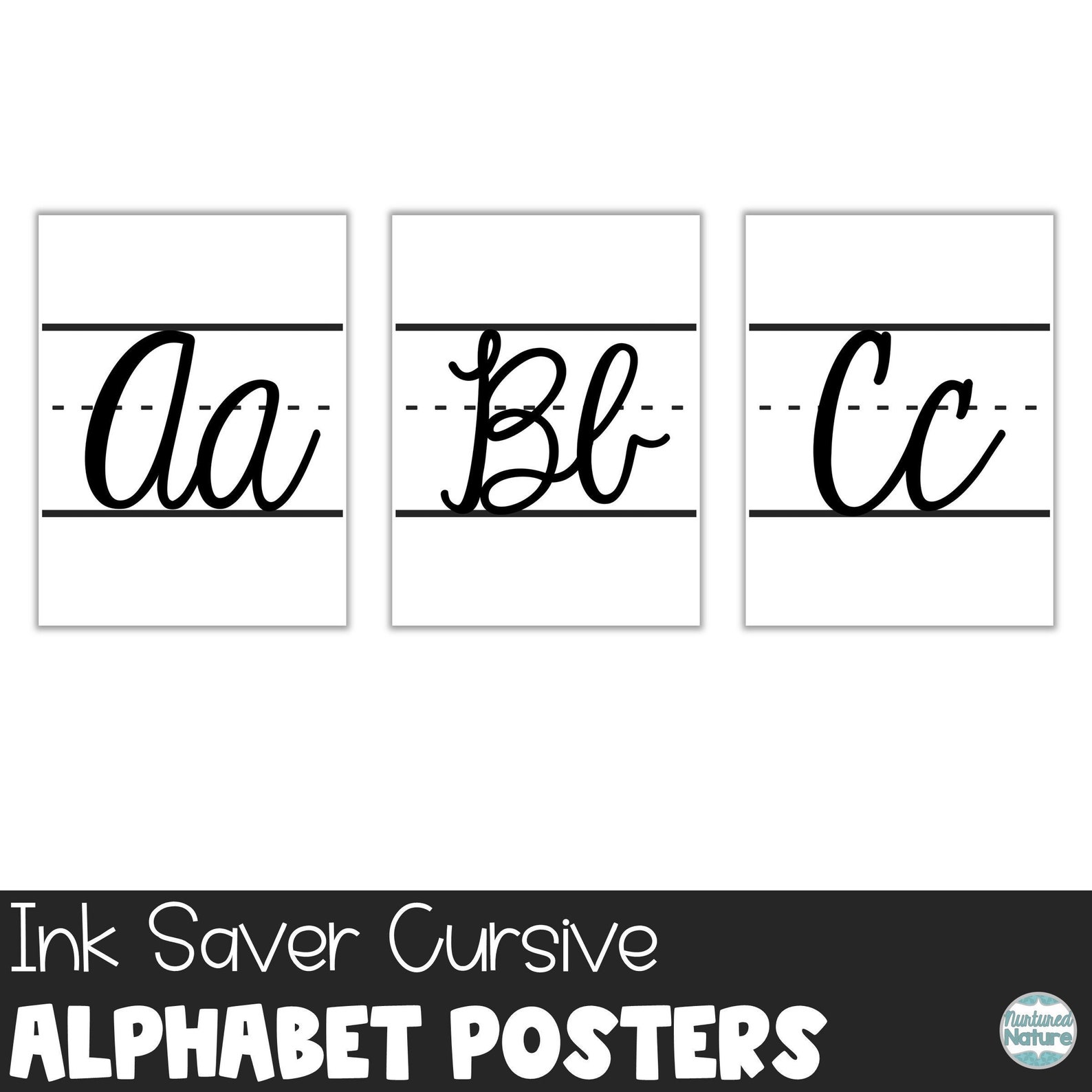 Cursive Alphabet ABC Poster Set - Printable Classroom Decor - Ink Saver ...