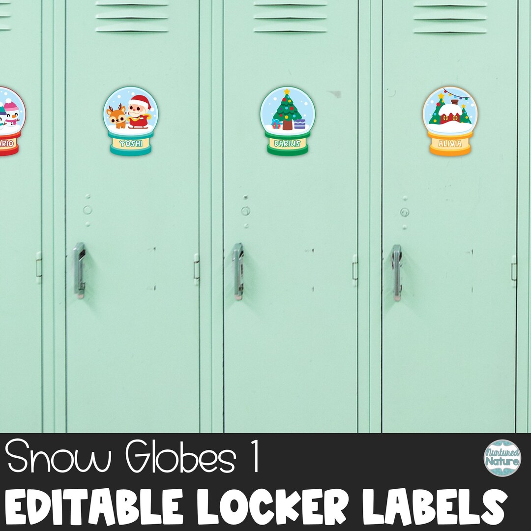 Christmas Name Tags File, Snow Globe Christmas, Cubby Tags, Editable ...
