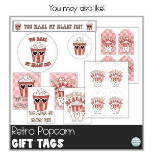 Editable Name Tags for School, Retro Popcorn, Cubby Tags, Editable ...