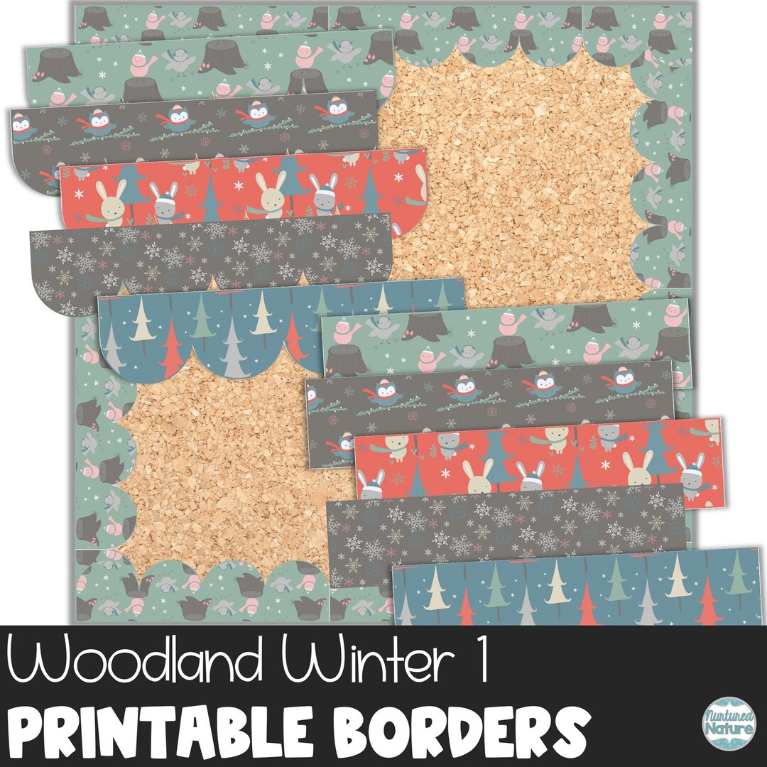 Winter Bulletin Board Border, Woodland Animals Winter, January Bulletin ...