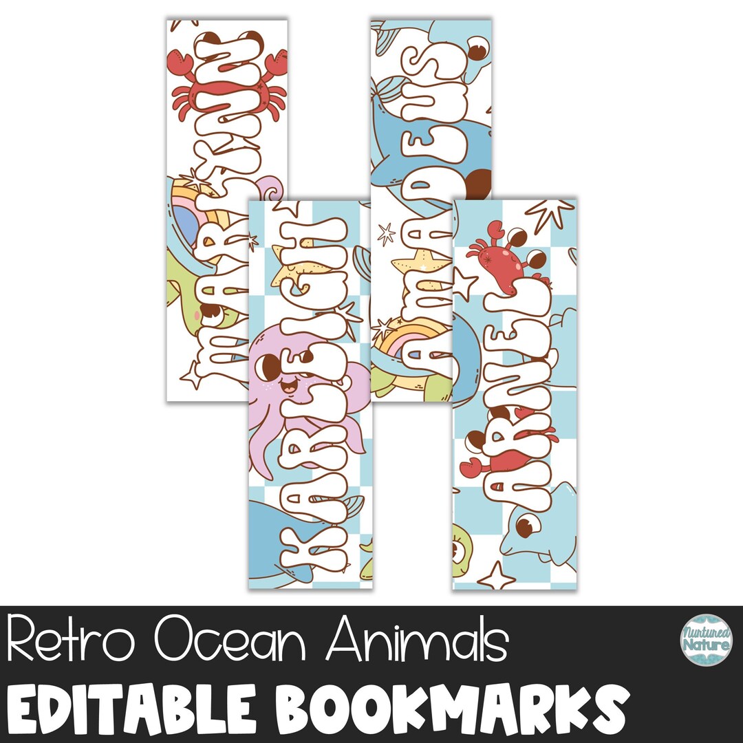 Editable Name Bookmarks, Summer Bookmark Printable for Kids, Ocean ...