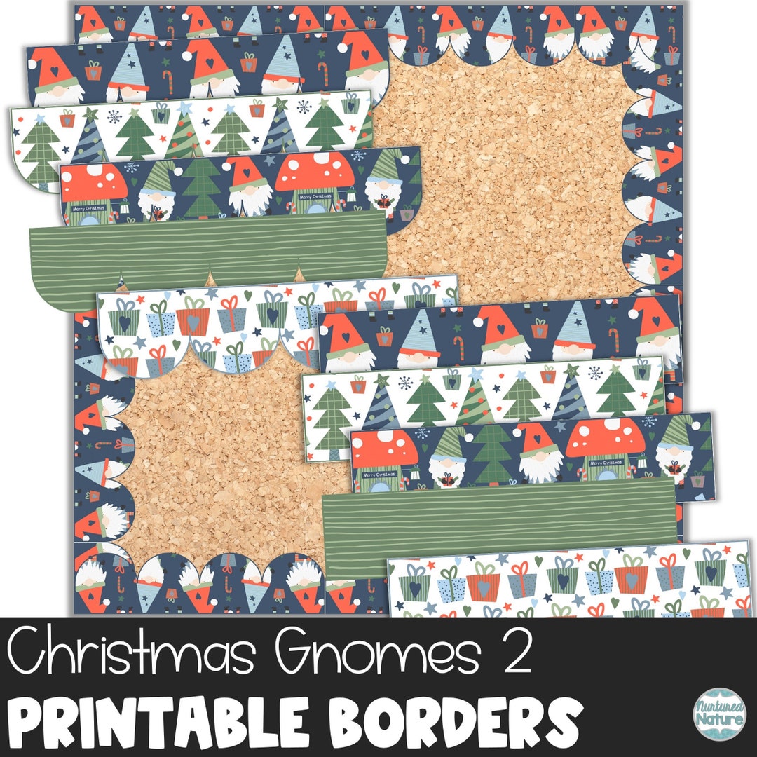 Christmas Bulletin Board Border, Christmas Gnomes Printable, Mushroom ...