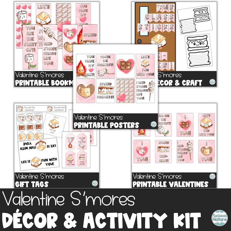 Valentines Day Bulletin Board Printable Poster Set Smores - Etsy