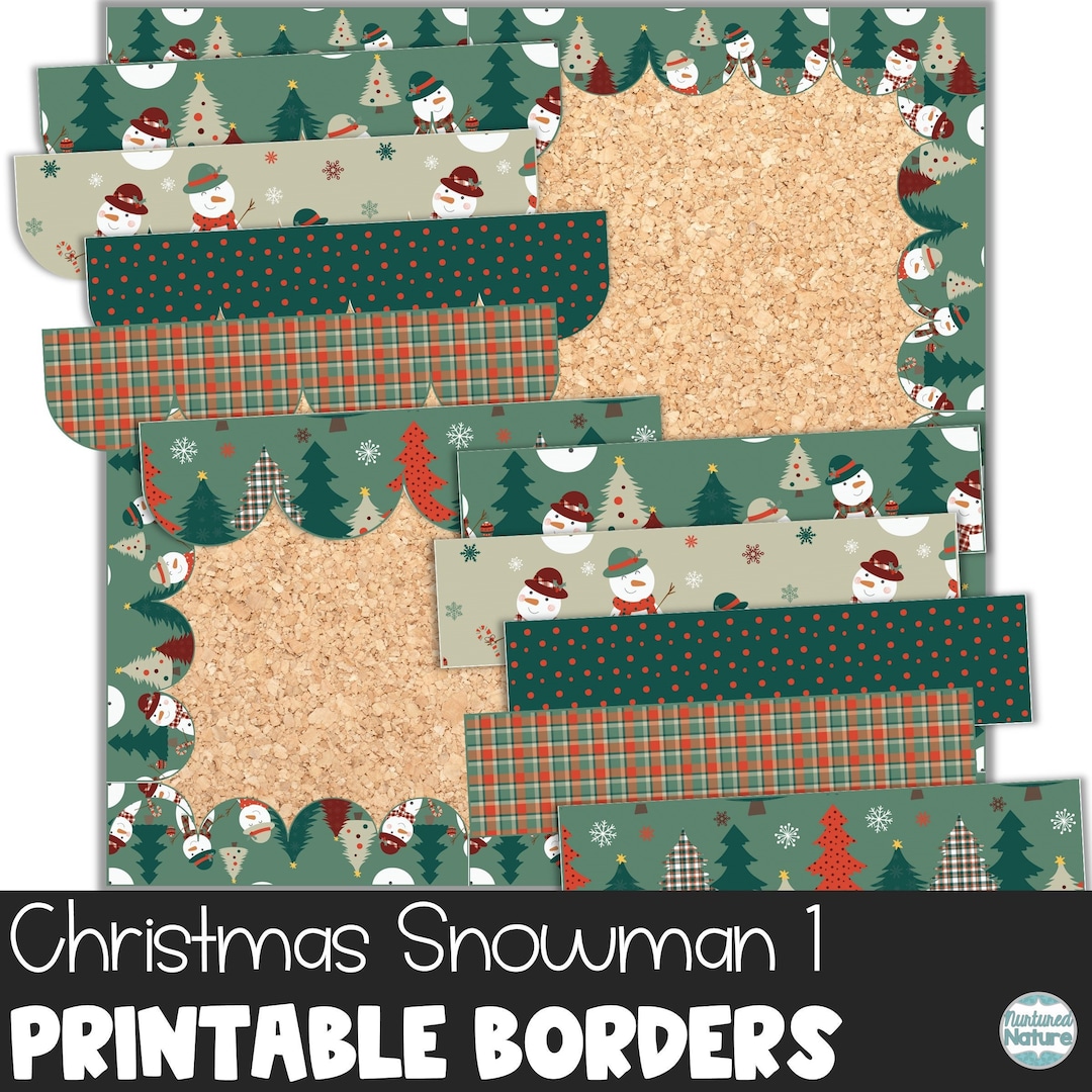 Christmas Bulletin Board Border, Tartan Plaid, Snowman Printable ...