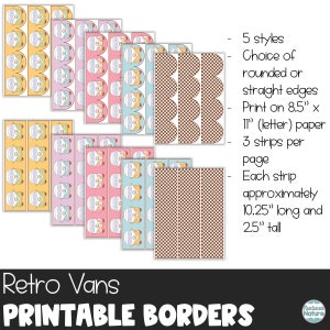 Printable Bulletin Board Border, Retro Classroom Decor, Retro Van, Back ...