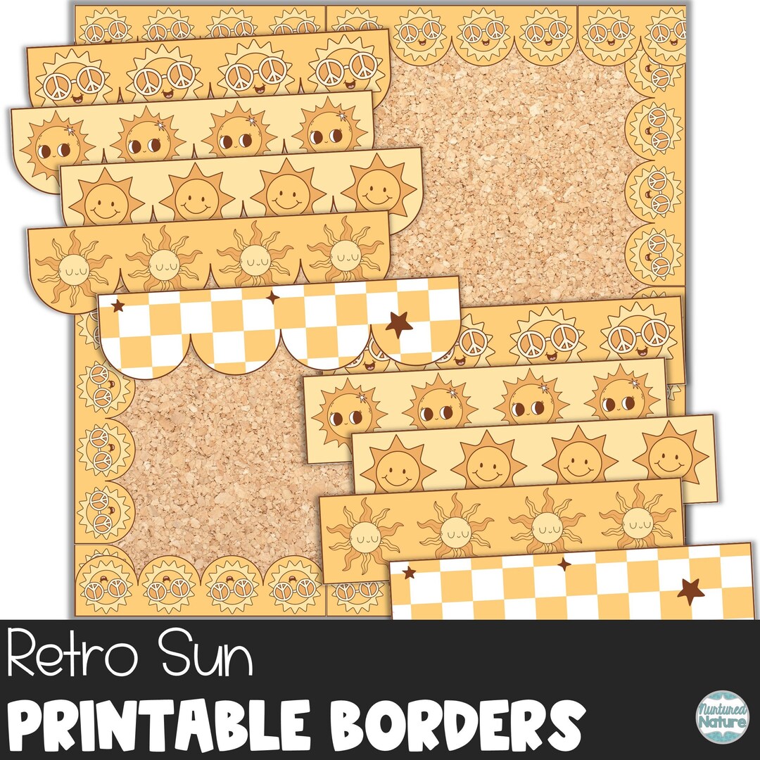 Printable Bulletin Board Border, Retro Summer Bulletin Board Ideas, Sun ...