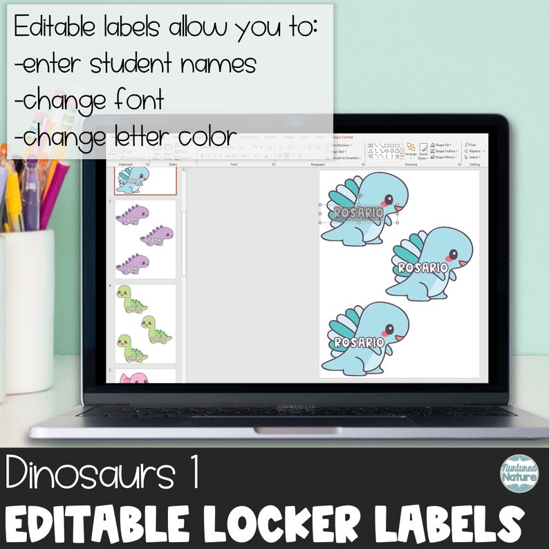 Editable Name Tags for School, Dinosaur Printable, Cubby Tags, Locker ...
