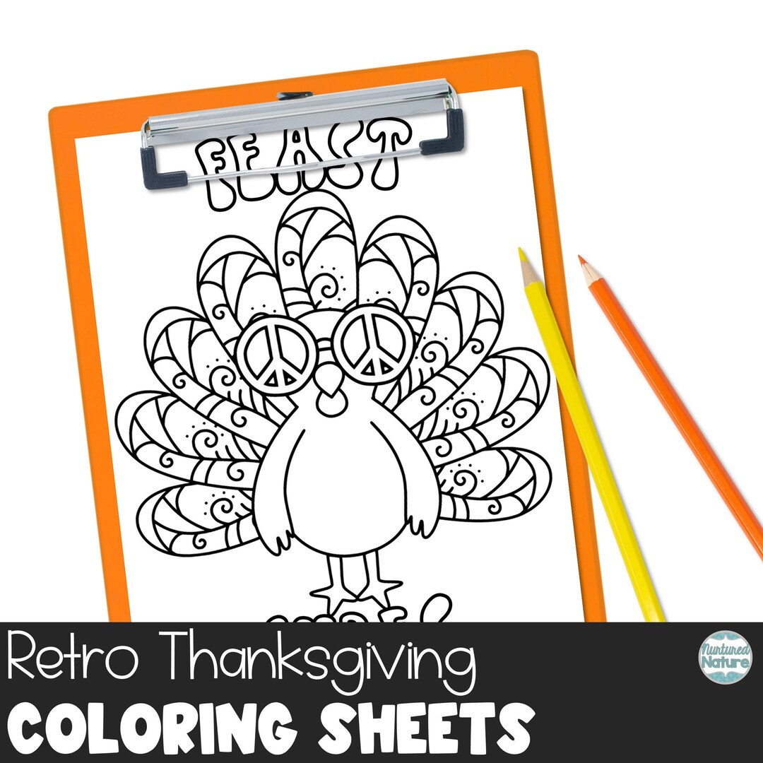 Thanksgiving Coloring Pages for Kids, Retro Coloring Pages Printable ...