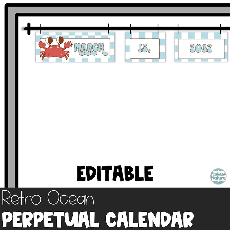 Editable Calendar Classroom Flip Calendar Set Ocean Theme - Etsy