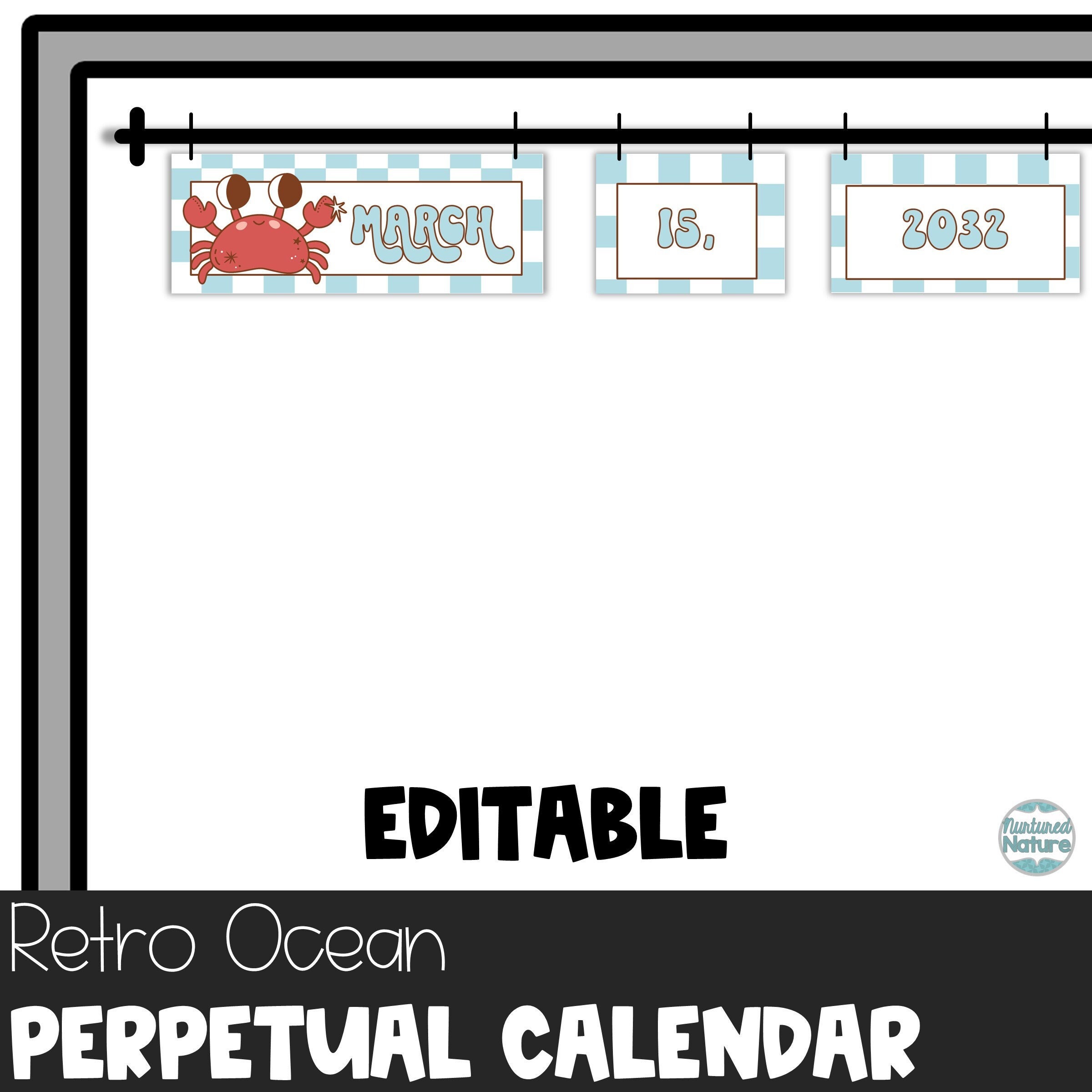 Editable Calendar Classroom Flip Calendar Set Ocean Theme - Etsy