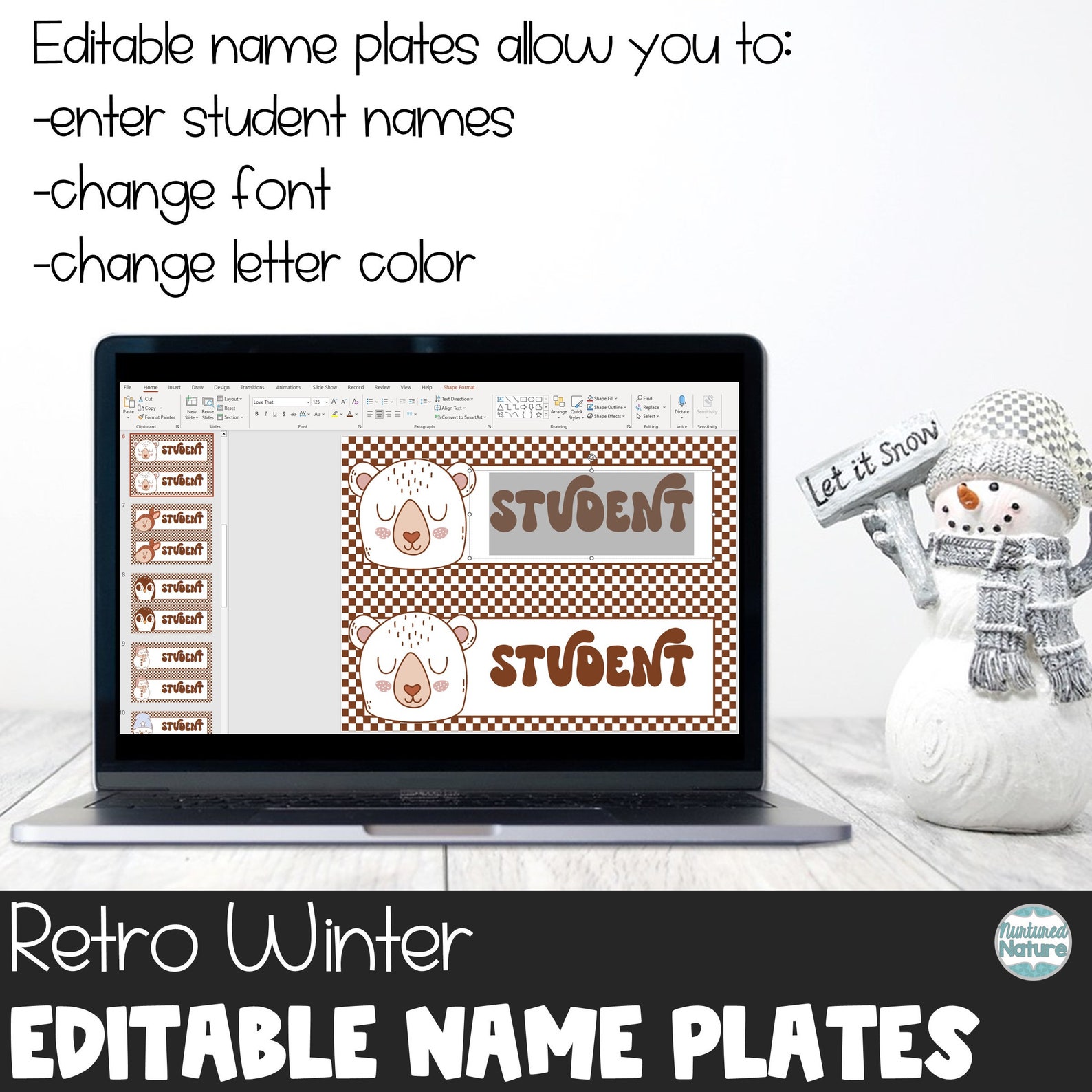 Classroom Name Tags, Winter Classroom Theme, Winter Decor, Retro Name ...