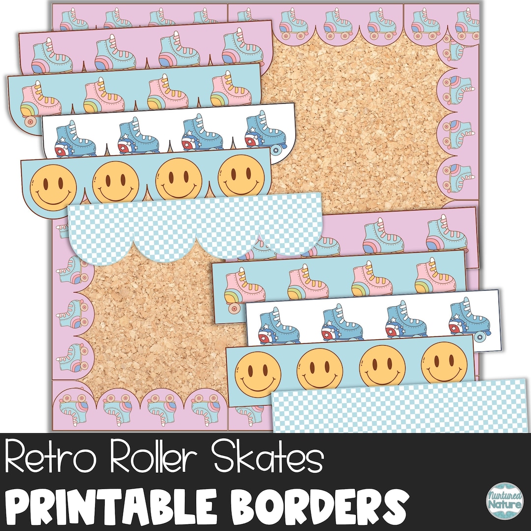 Printable Bulletin Board Border, Retro Classroom Decor, Retro Roller ...