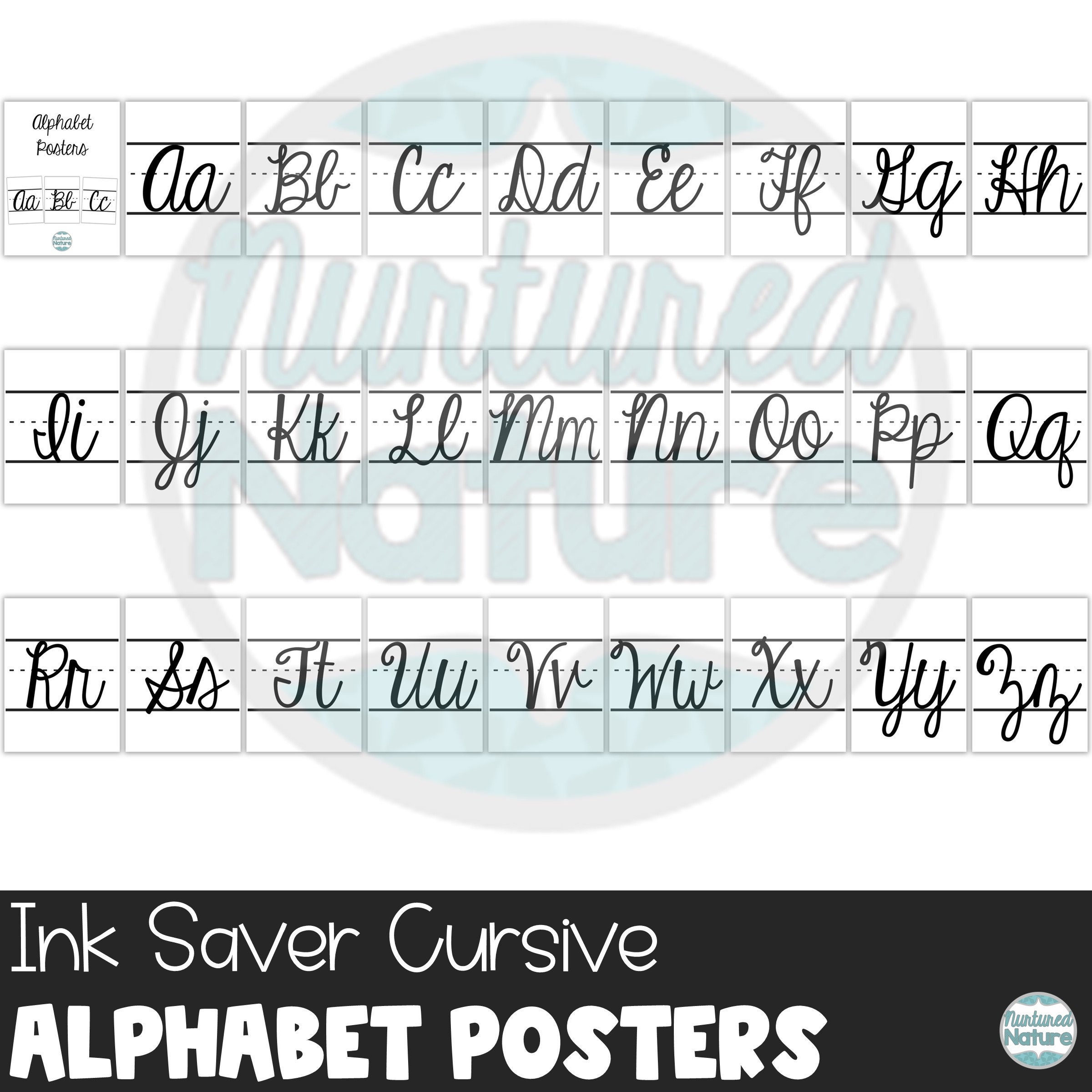 Cursive Alphabet ABC Poster Set Printable Classroom Decor - Etsy Australia